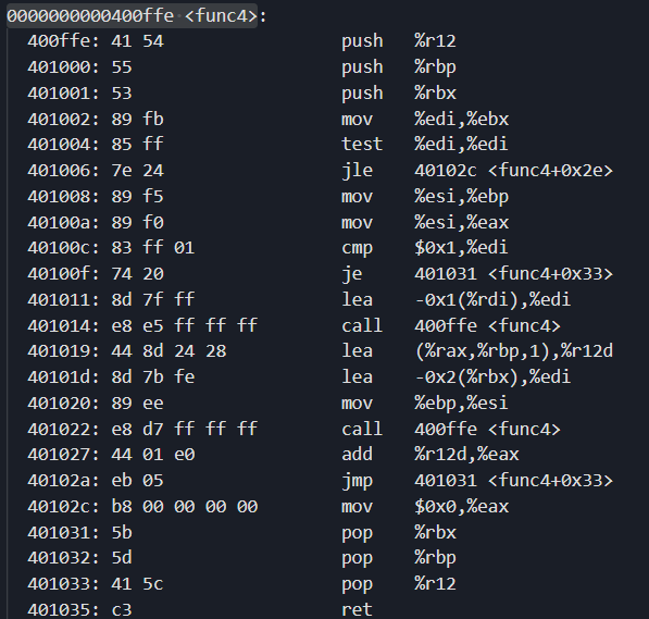 0000000000401036 phase_4〉:0000000000400ffe | Chegg.com