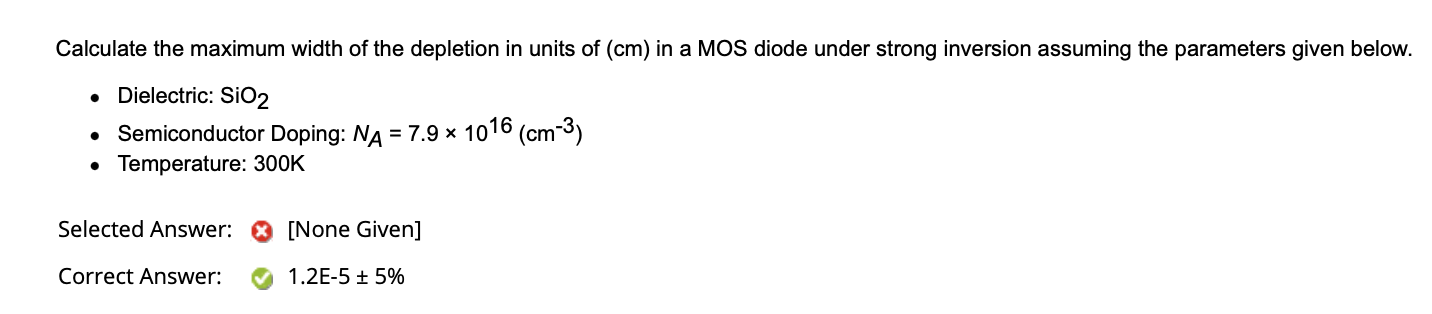 Solved Calculate the oxide capacitance in units of (F/cm2) | Chegg.com