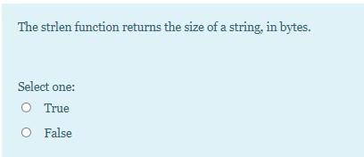 Solved The strlen function returns the size of a string, in | Chegg.com