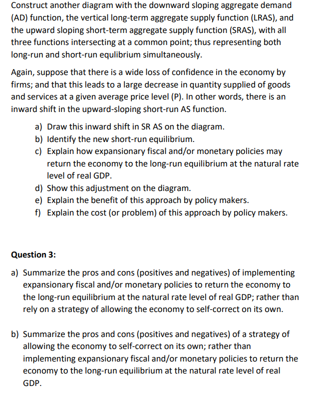 Solved Construct a diagram with the average price level (P), | Chegg.com