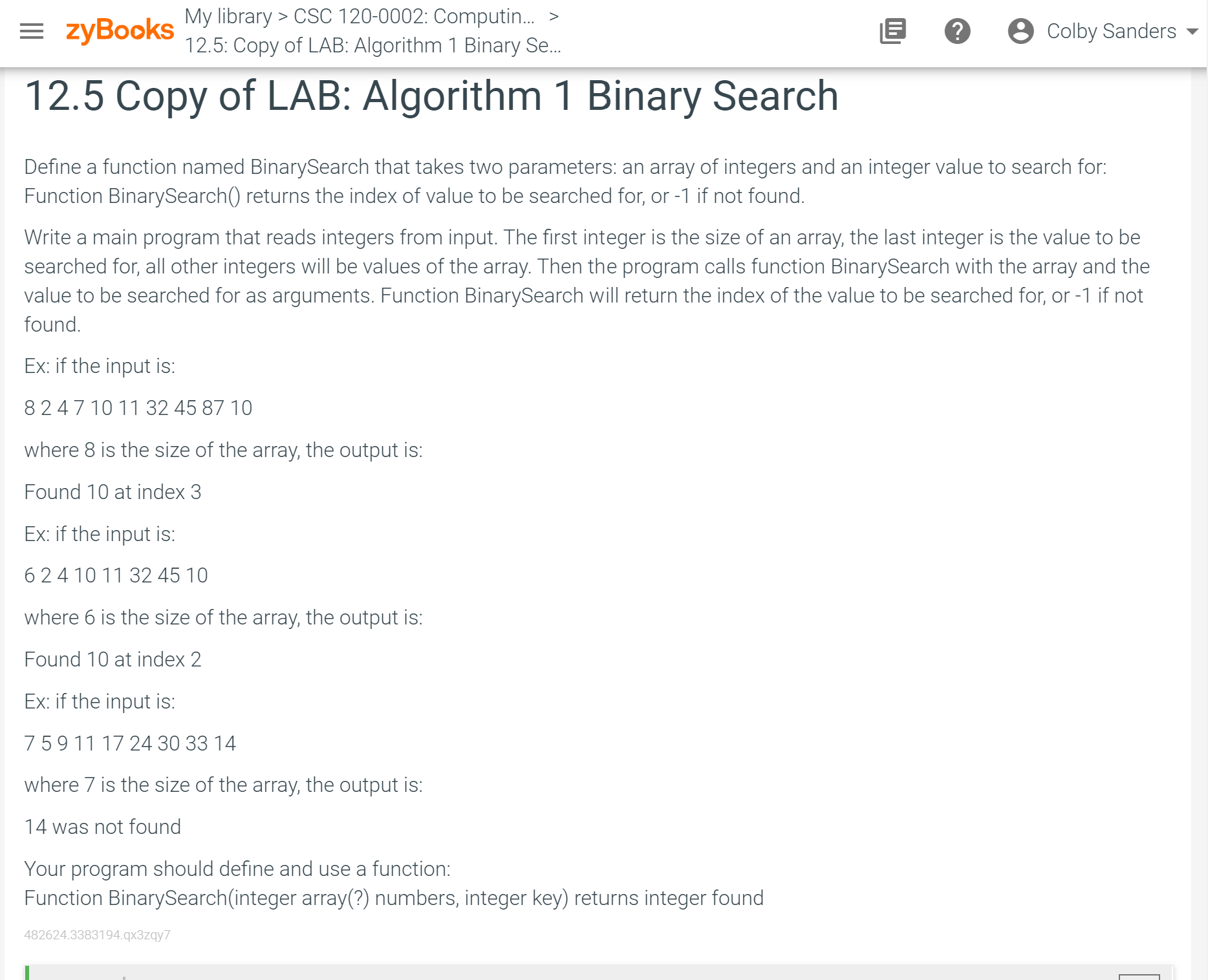 Define a function named BinarySearch that takes two | Chegg.com