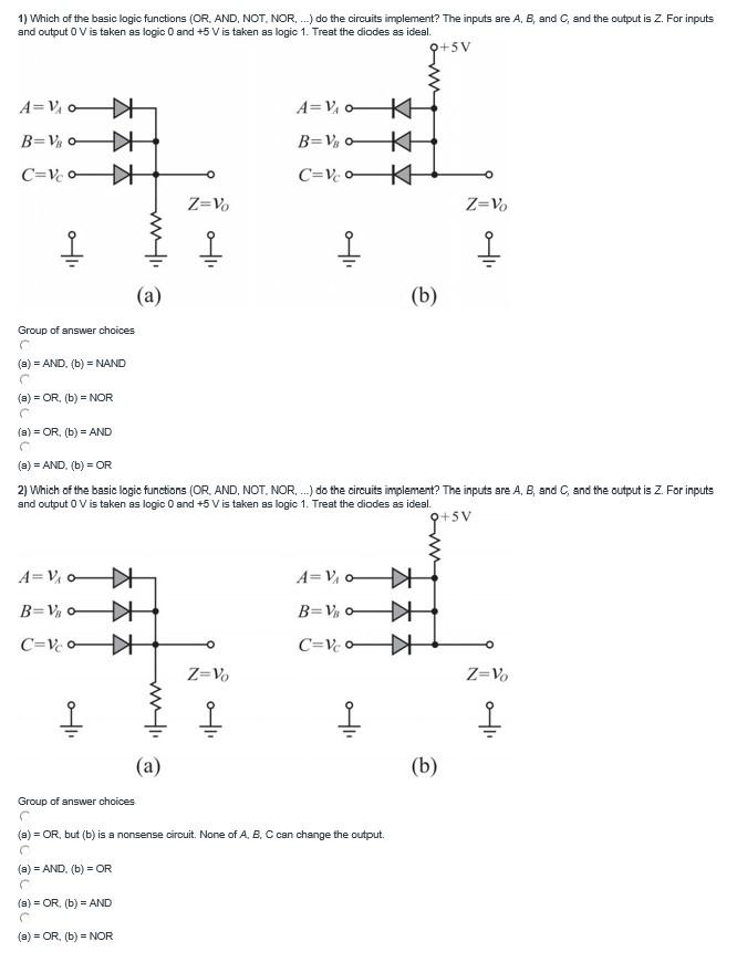 Solved 1 Which Of The Basic Logic Functions Or And Not 