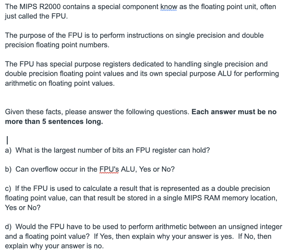 Solved The MIPS R2000 contains a special component know as | Chegg.com