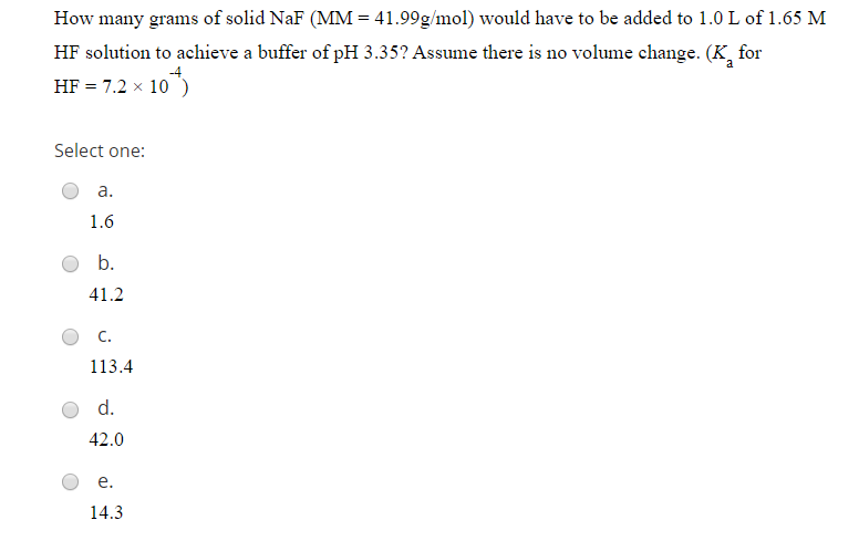 Solved How many grams of solid NaF (MM = 41.99g/mol) would | Chegg.com