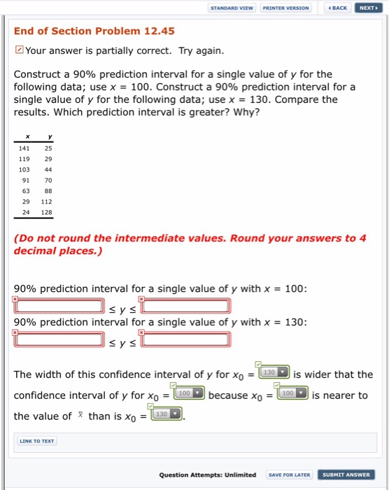 Solved Construct a 90% prediction interval for a single | Chegg.com Solved Construct a 90% prediction interval for a single | Chegg.com