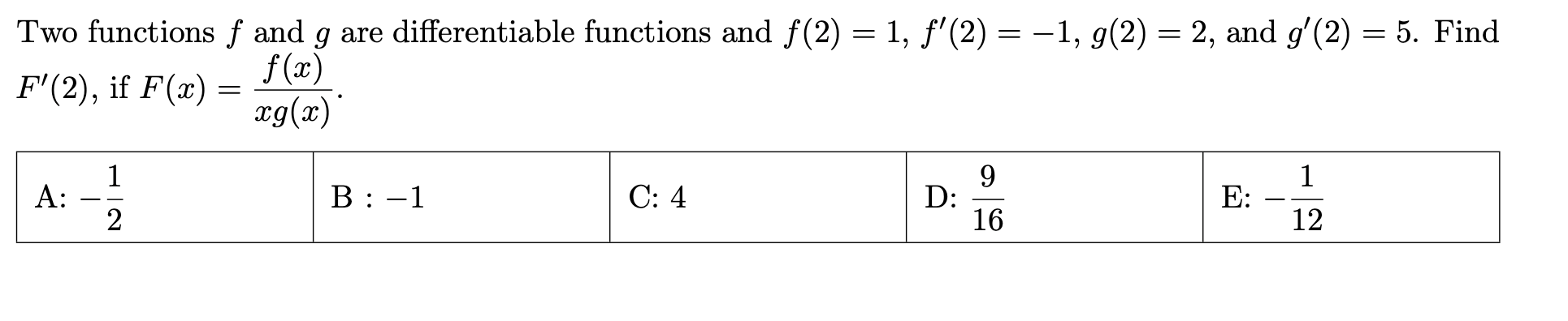 Solved Two functions f and g are differentiable functions | Chegg.com