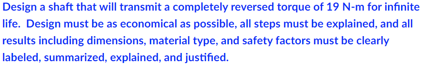 Solved Design a shaft that will transmit a completely | Chegg.com