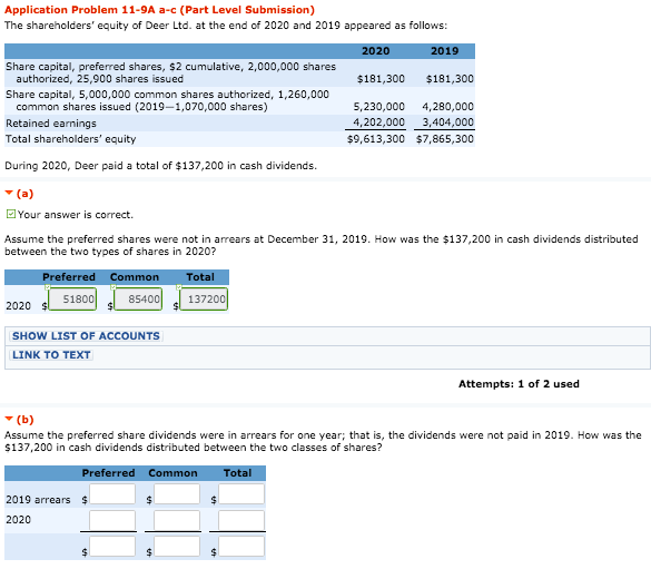 Solved Application Problem 11-9A a-c (Part Level Submission) | Chegg.com