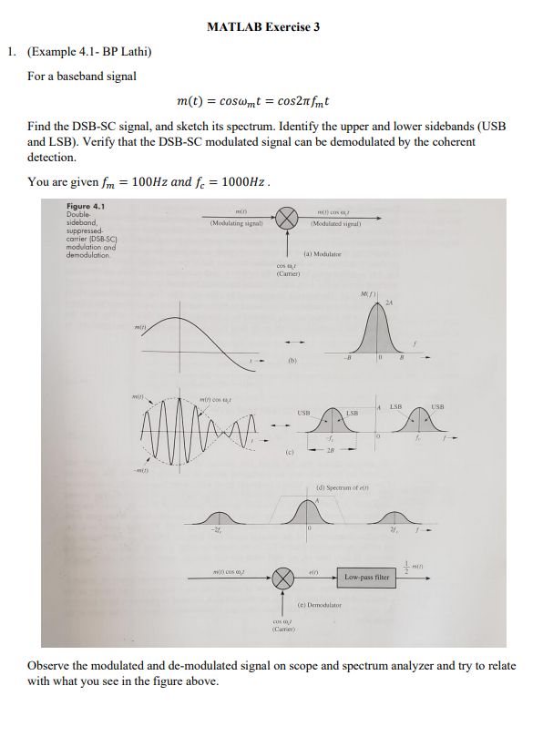 Solved MATLAB Exercise 3 1. (Example 4.1-BP Lathi) For a | Chegg.com