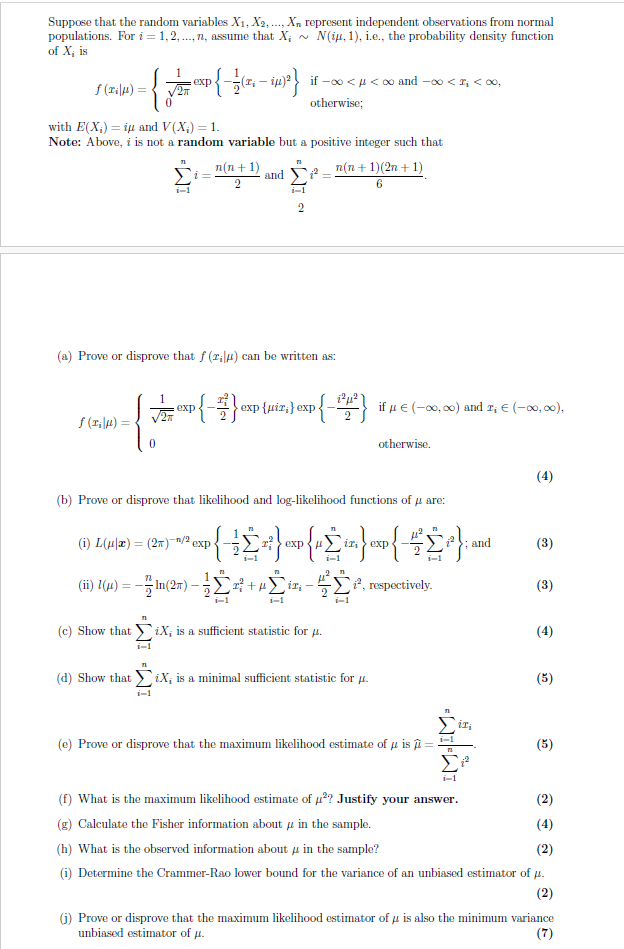 Solved Suppose that the random variables x1,x2,dots,xn | Chegg.com