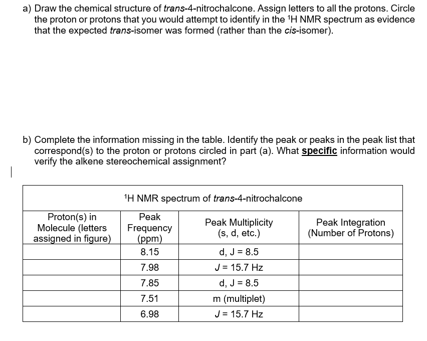 Solved a) Draw the chemical structure of | Chegg.com