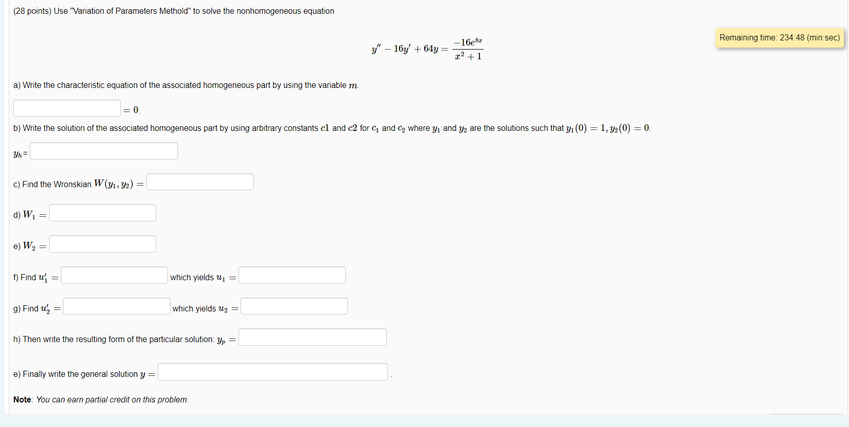 Solved (28 points) Use "Variation of Parameters Methold" to | Chegg.com
