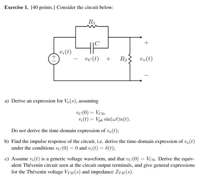 Solved Exercise 1. [40 points.] Consider the circuit below: | Chegg.com