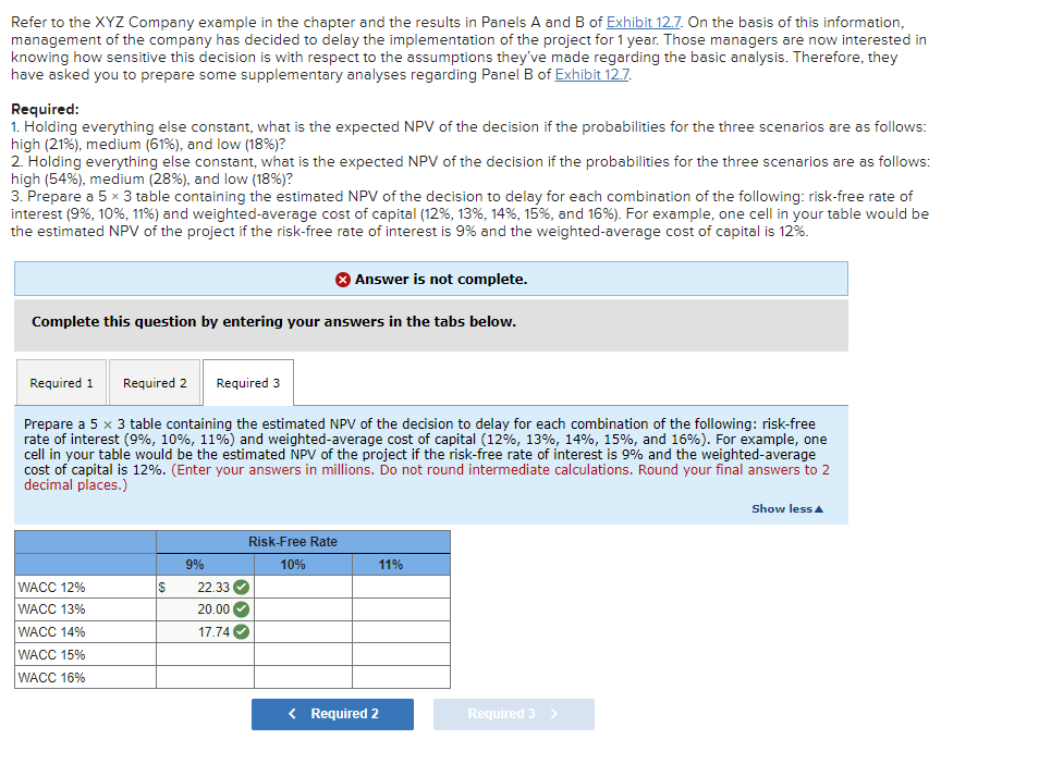Solved Refer to the XYZ Company example in the chapter and | Chegg.com