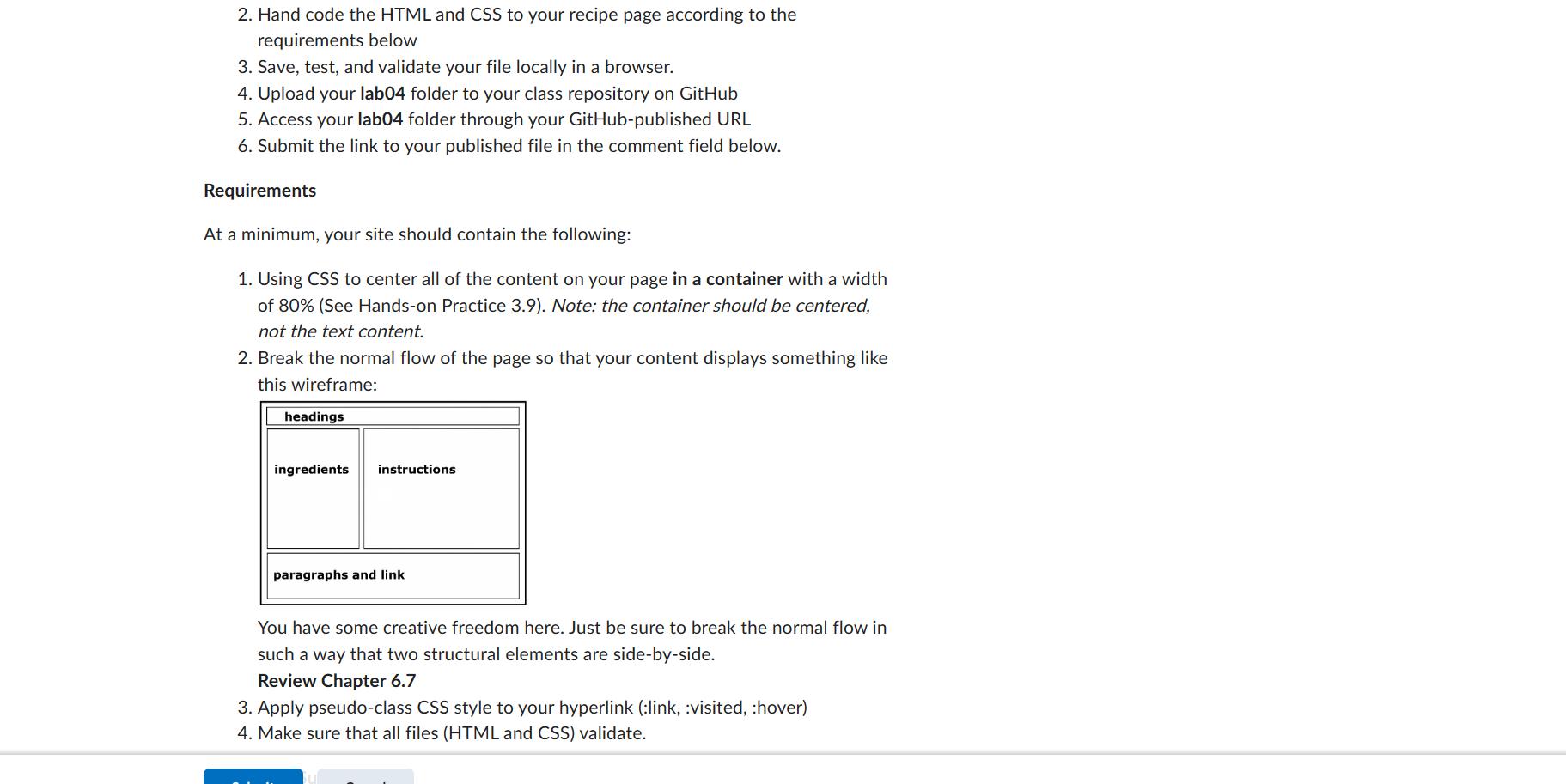 Solved 2. Hand code the HTML and CSS to your recipe page | Chegg.com