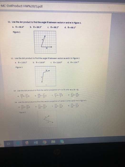 Solved .MC-DotProduct-HW%20(1).pdf 11. Use the dot product | Chegg.com