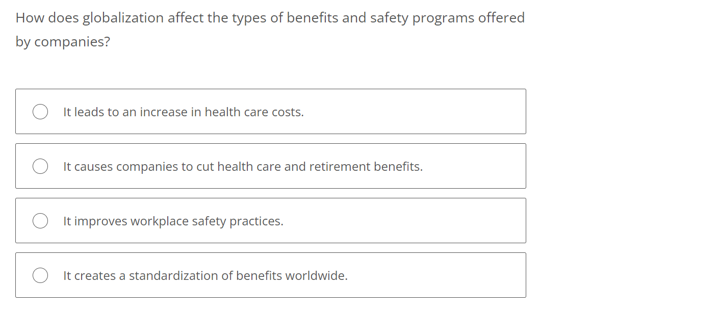 Solved How does globalization affect the types of benefits | Chegg.com
