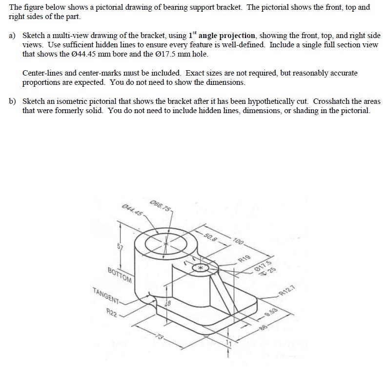Solved The figure below shows a pictorial drawing of bearing | Chegg.com