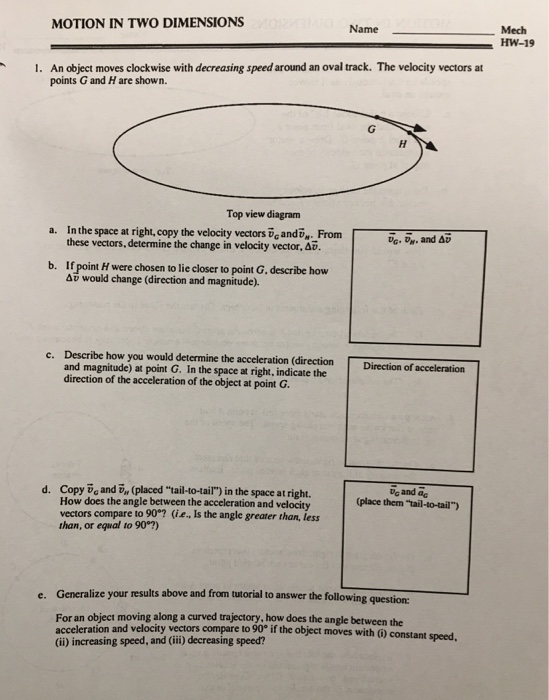 Solved Mech HW-19 MOTION IN TWO DIMENSIONS Name An object | Chegg.com