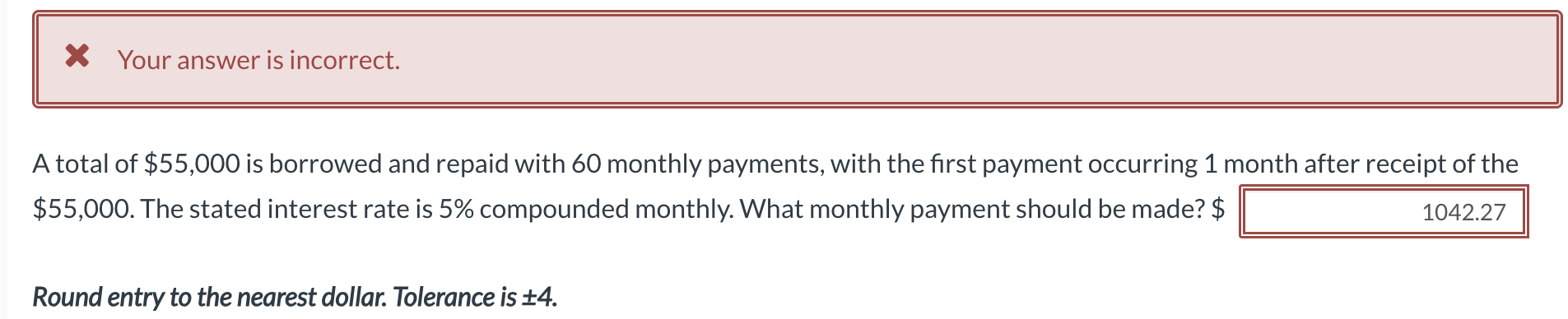 Solved A total of $55,000 is borrowed and repaid with 60 | Chegg.com