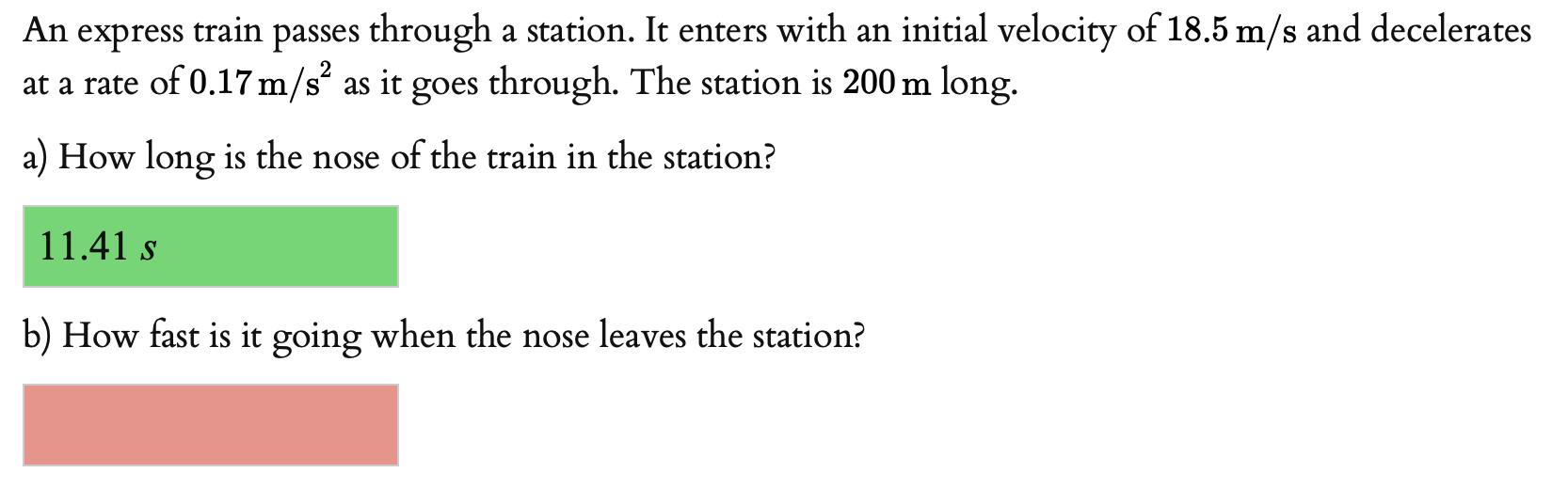 Solved An express train passes through a station. It enters | Chegg.com