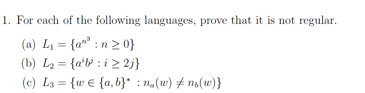 Solved 1. For each of the following languages, prove that it | Chegg.com