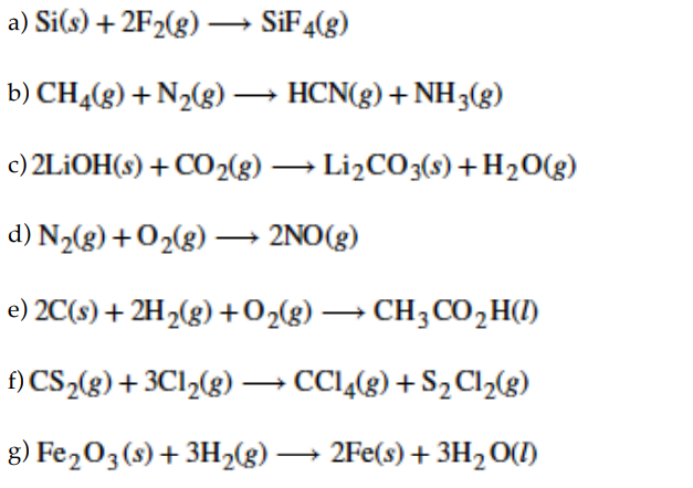 Solved Si(s)+2 F2(g) SiF4(g) CH4(g)+N2(g) HCN(g)+NH3(g) | Chegg.com