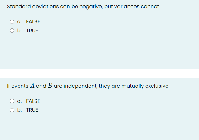 Solved Standard deviations can be negative, but variances | Chegg.com