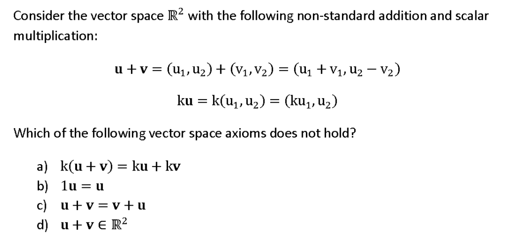 Solved Consider the vector space R2 with the following | Chegg.com