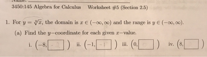 Solved aine. 3450:145 Algebra for Calculus worksheet #5 | Chegg.com