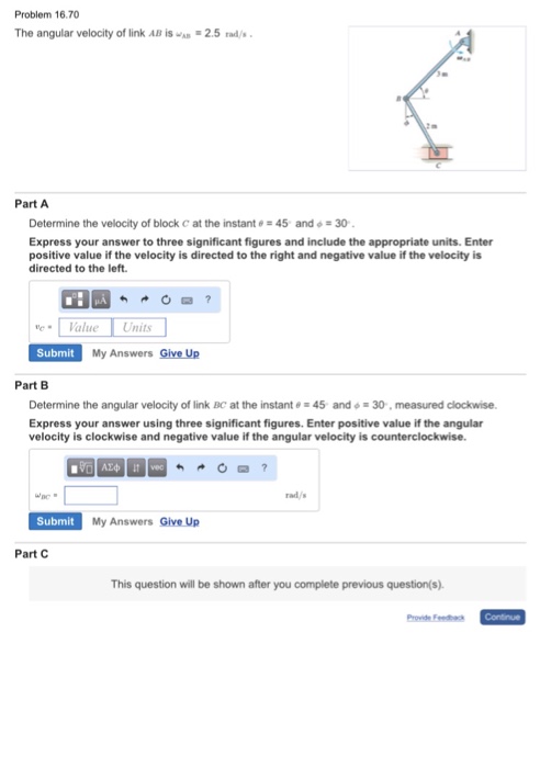 Solved The angular velocity of link AB is omega_AB = 2.5 | Chegg.com
