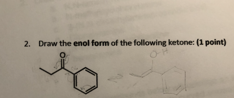 Solved of the following ketone: (4 point) Draw the enol form | Chegg.com