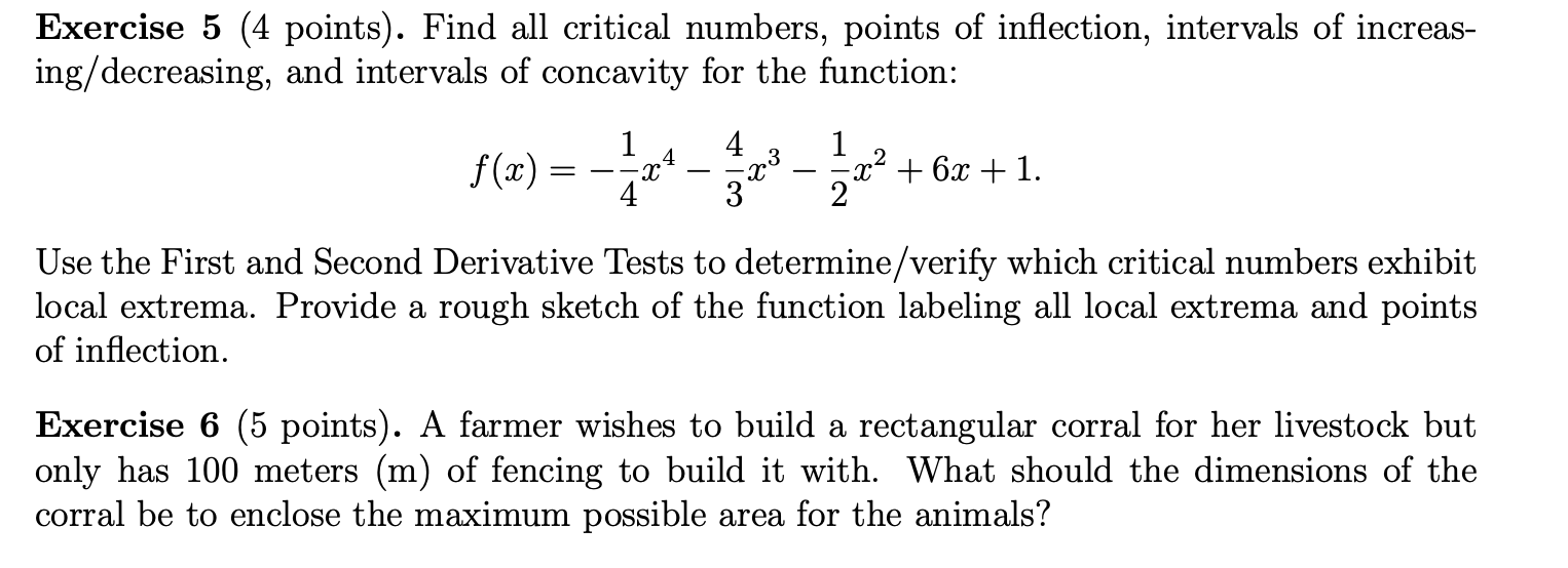 Solved Exercise 5 (4 points). Find all critical numbers, | Chegg.com Solved Exercise 5 (4 points). Find all critical numbers, | Chegg.com