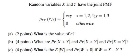 Solved Random variables X and Y have the joint PMF | Chegg.com