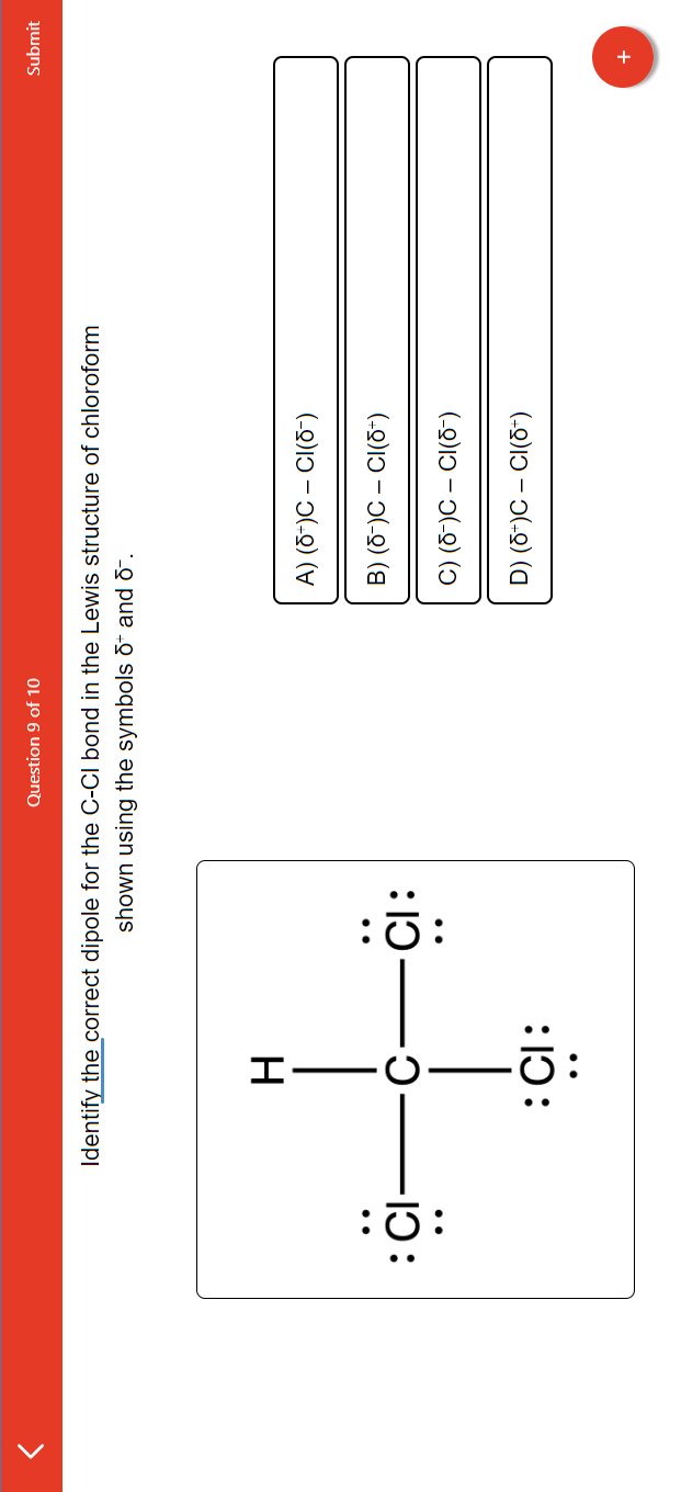 Solved Identify the correct dipole for the C−Cl bond in the | Chegg.com