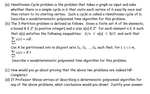 Solved (a) Hamiltonian-Cycle problem is the problem that | Chegg.com