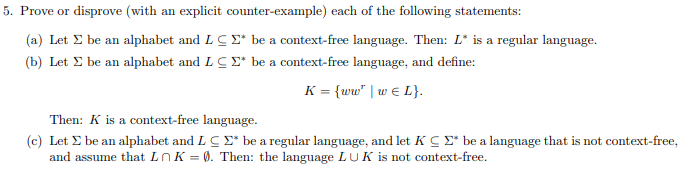 Solved 5. Prove or disprove with an explicit | Chegg.com