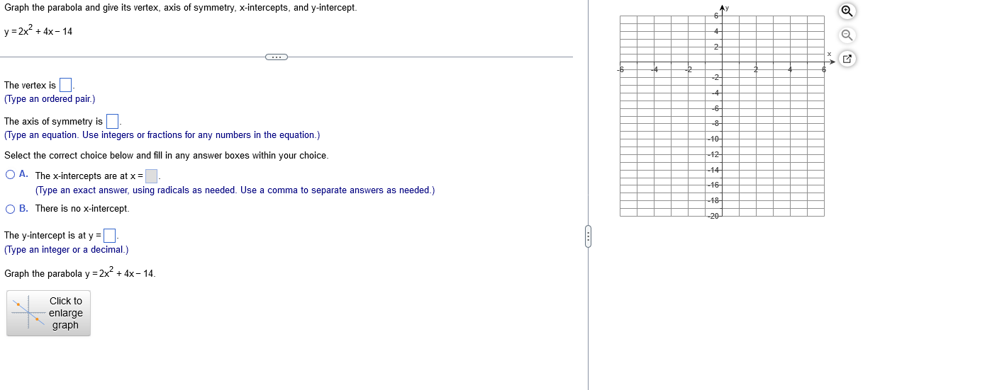 Solved Graph the parabola and give its vertex, axis of | Chegg.com