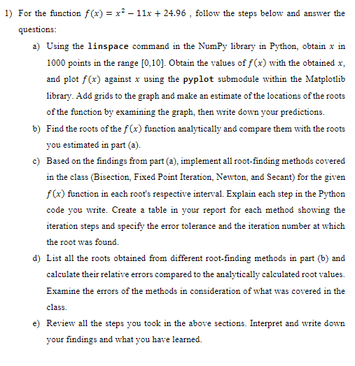 Solved For the function f(x)=x2−11x+24.96, follow the steps | Chegg.com