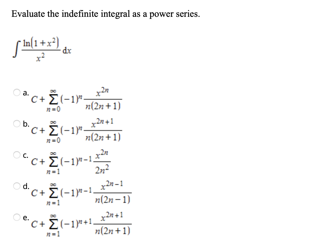 Solved Evaluate the indefinite integral as a power series. s | Chegg.com