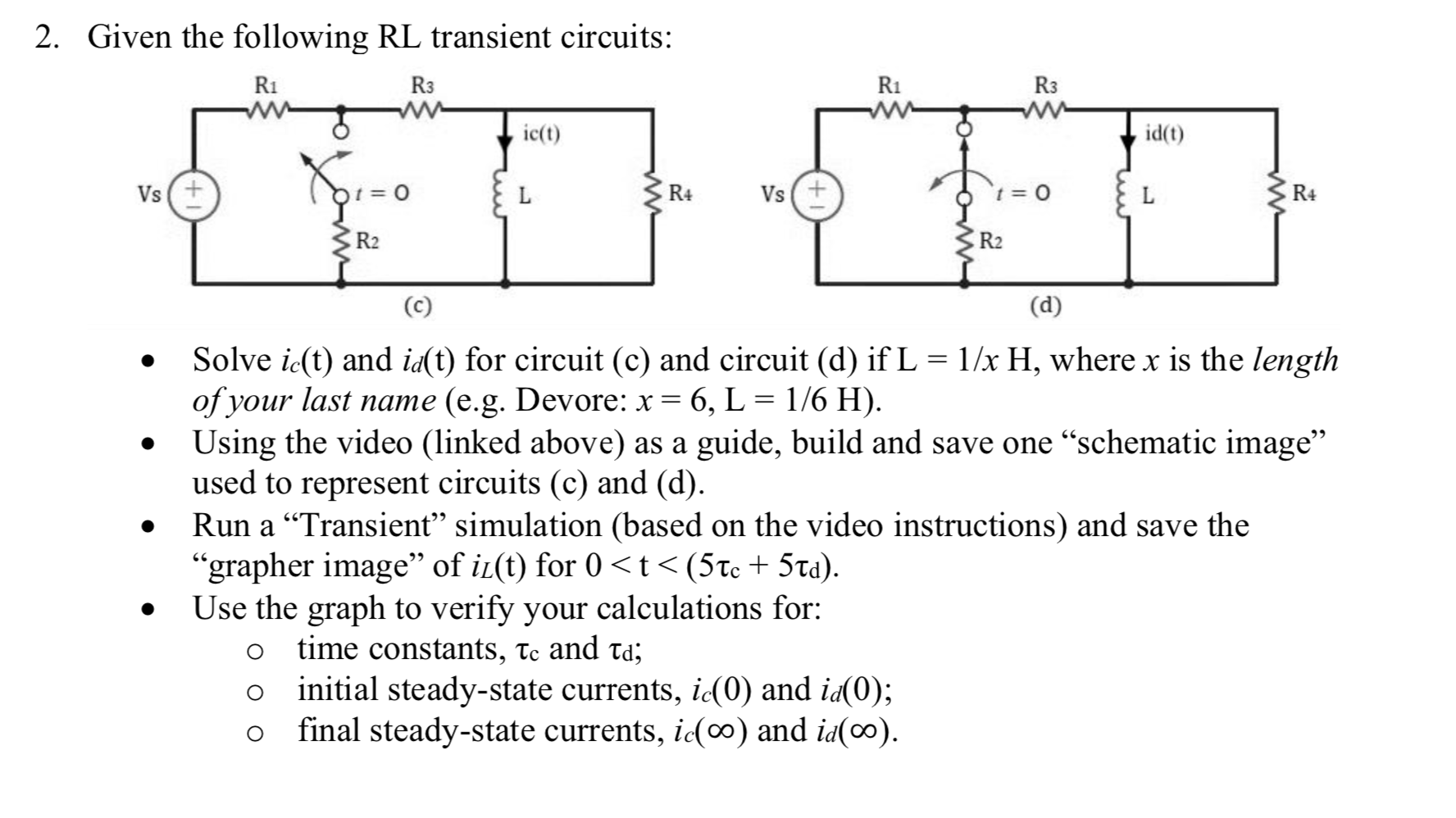 Solved 2. Given the following RL transient circuits: R1 R3 | Chegg.com
