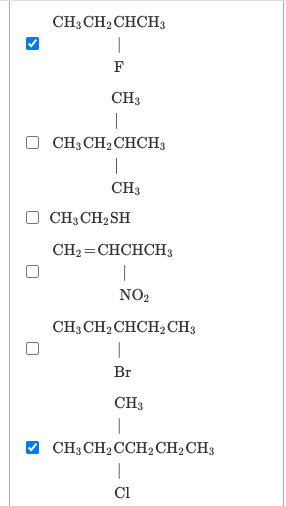 Solved CH3CH2CHCH 1 F CH3 CH3CH, CHCH 1 СН3 OCH3 CH2SH | Chegg.com