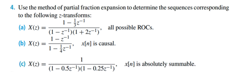 Solved 4. Use the method of partial fraction expansion to | Chegg.com