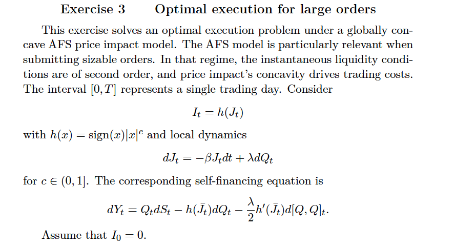 Solved This exercise solves an optimal execution problem | Chegg.com