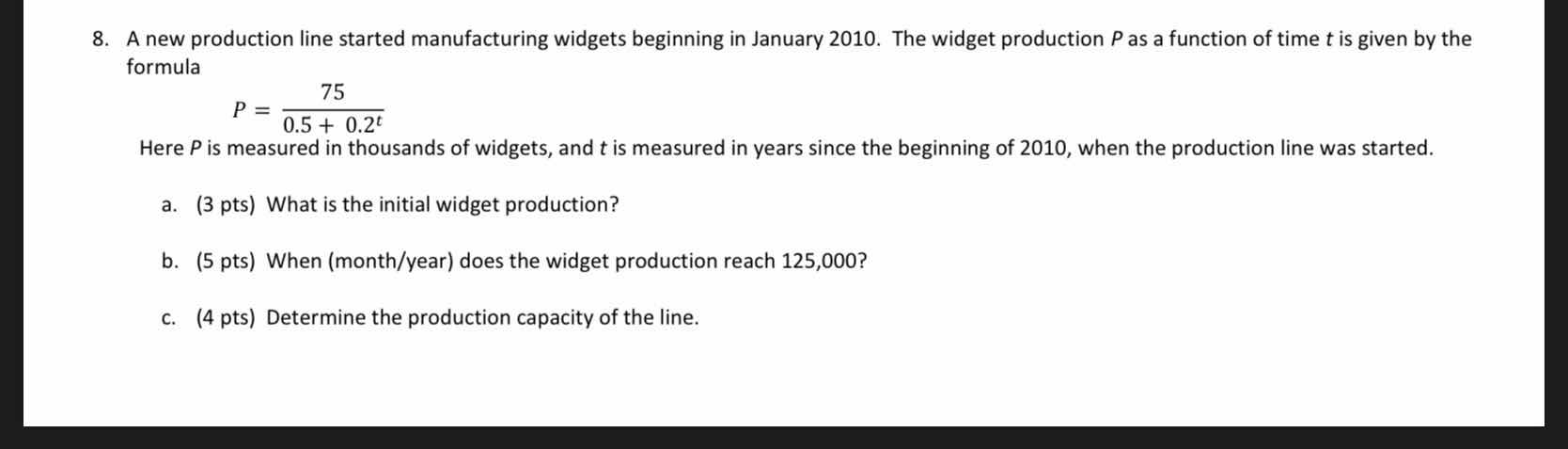 Solved 8. A new production line started manufacturing | Chegg.com