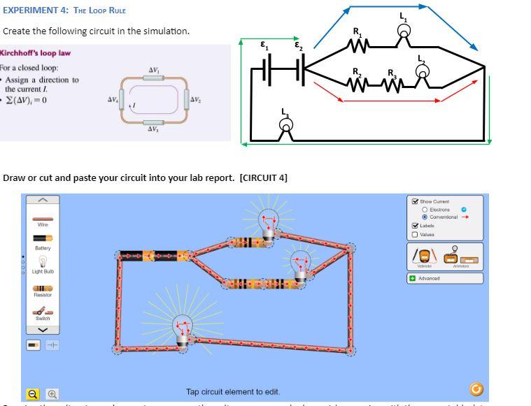 Solved EXPERIMENT 4: THE LOOP RULE Create the following | Chegg.com