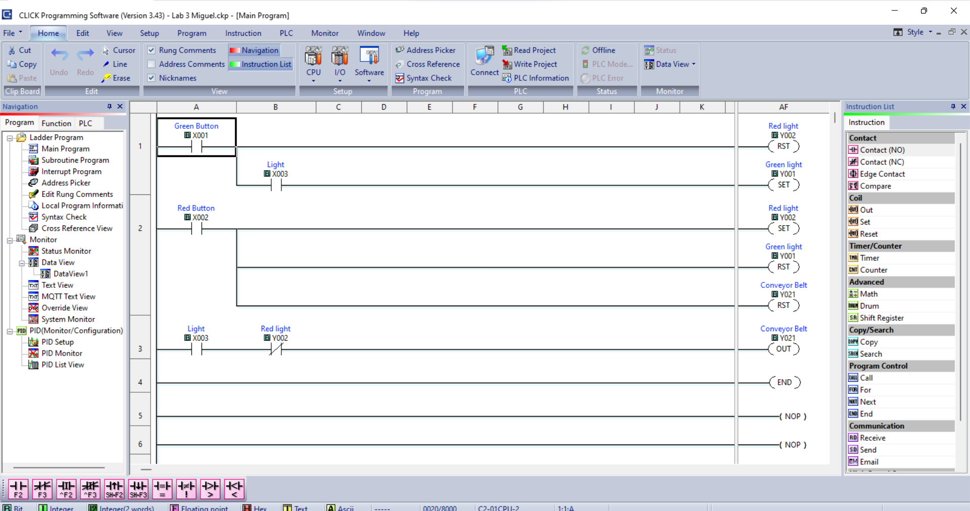 Solved im using click plc ladder logic and a c2-01cpu2 ﻿and | Chegg.com