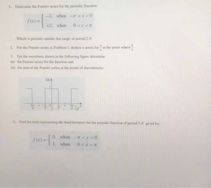 Solved 1. Determine the Fourier series for the periodic | Chegg.com
