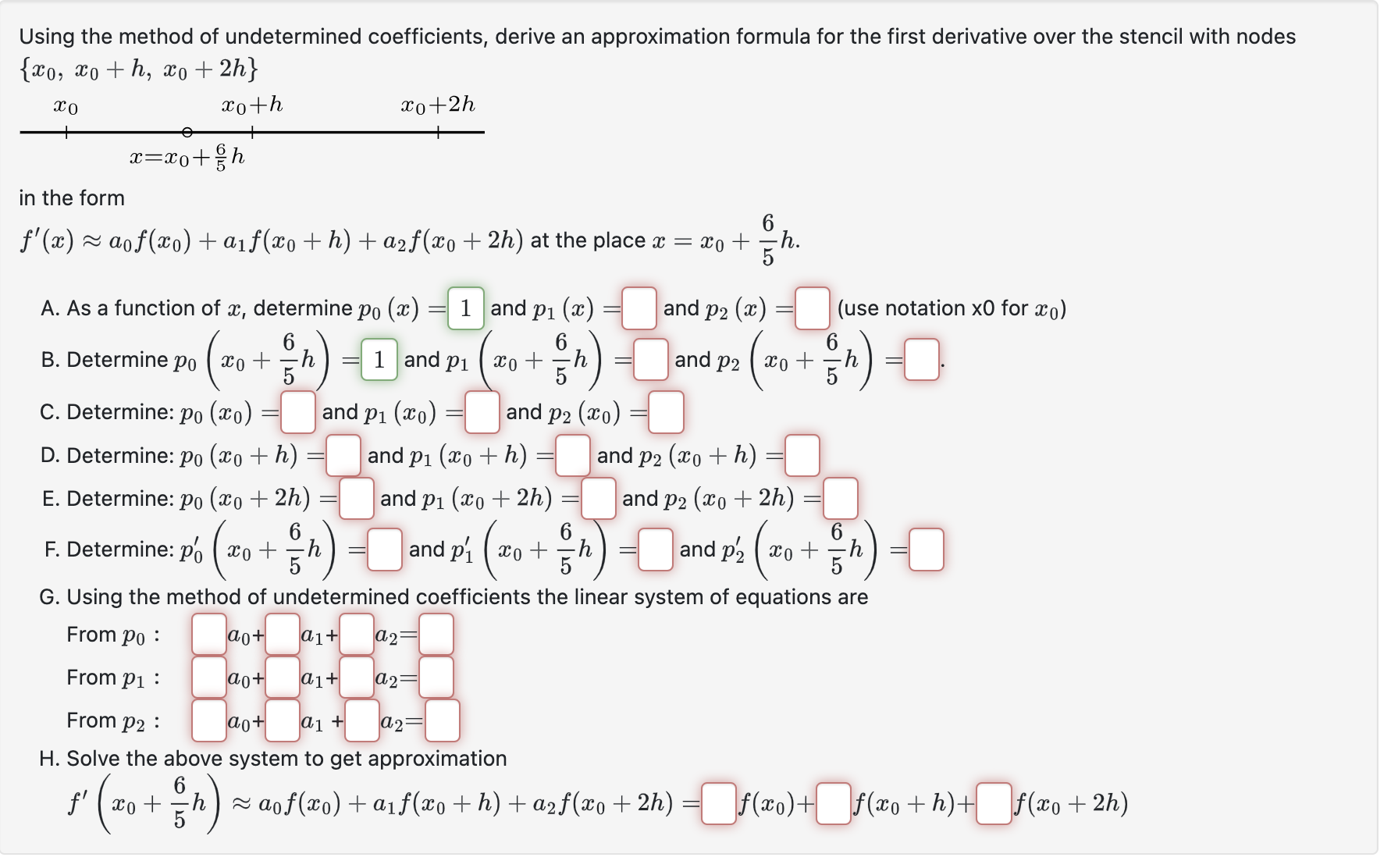 Solved Using the method of undetermined coefficients, derive | Chegg.com