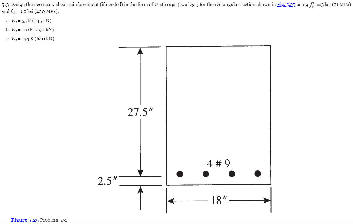 Solved 5.3 Design the necessary shear reinforcement (if | Chegg.com